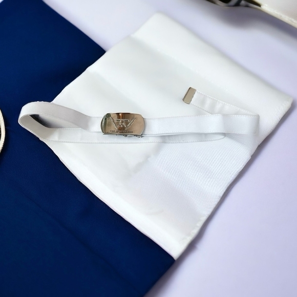 Accessories | Us Navy Enlisted Specialty White Belt Silver Buckle Fire ...